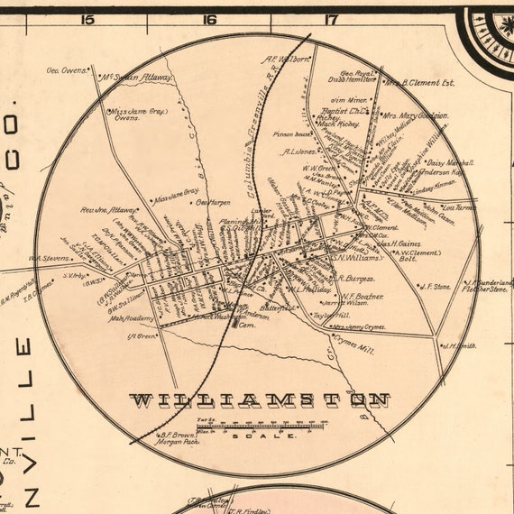 Williamston Village 1897 Old Town Map With Homeowner Names - Etsy