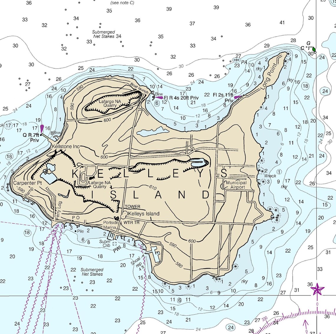 Lake Erie - 2023 - Islands in Lake Erie, Ohio - Nautical Map Reprint ...