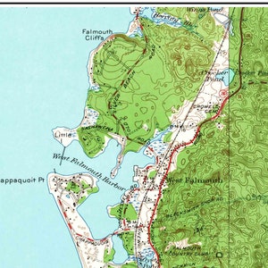 Falmouth Woods Hole 1957 Old Topo Map - Custom Composite Reprint ...