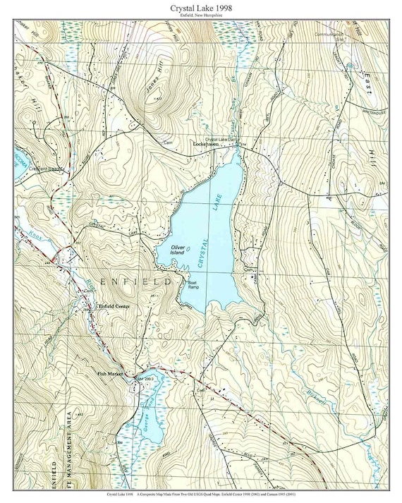 Crystal Lake 1998 Old Topographic Map USGS Custom Composite | Etsy