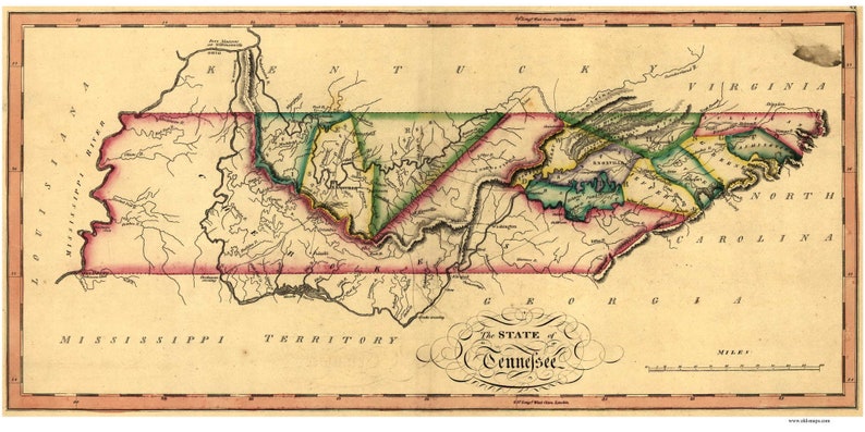 Tennessee 1817 State Map by Lewis Old Map Reprint - Etsy