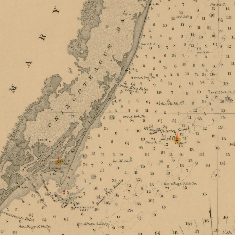 Cape May to Cape Henry 1893 Nautical Map New Jersey & - Etsy
