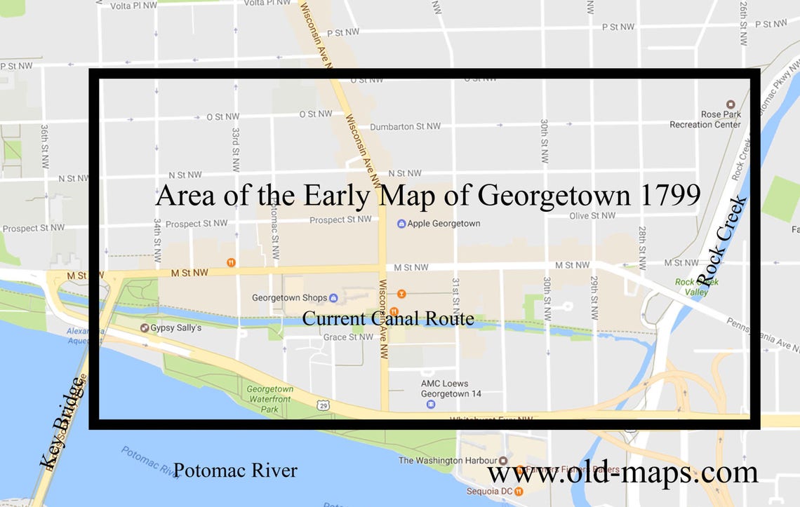 Early Map of Georgetown 1799 Washington DC Old Map Reprint | Etsy