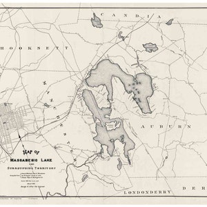 Massabesic Lake 1885 Map Reprint - Manchester New Hampshire Homeowner ...