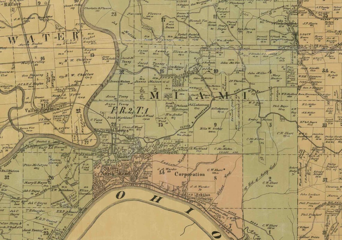 Hamilton County Ohio 1884 Old Wall Map Reprint With - Etsy