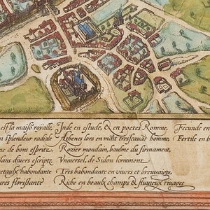 Old Map of Paris 1572 France -- Shows Old City Wall With a Moat and ...
