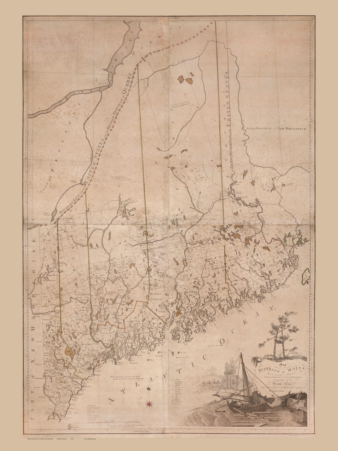 Maine - 1802 Map by Carleton Reprint State - Etsy