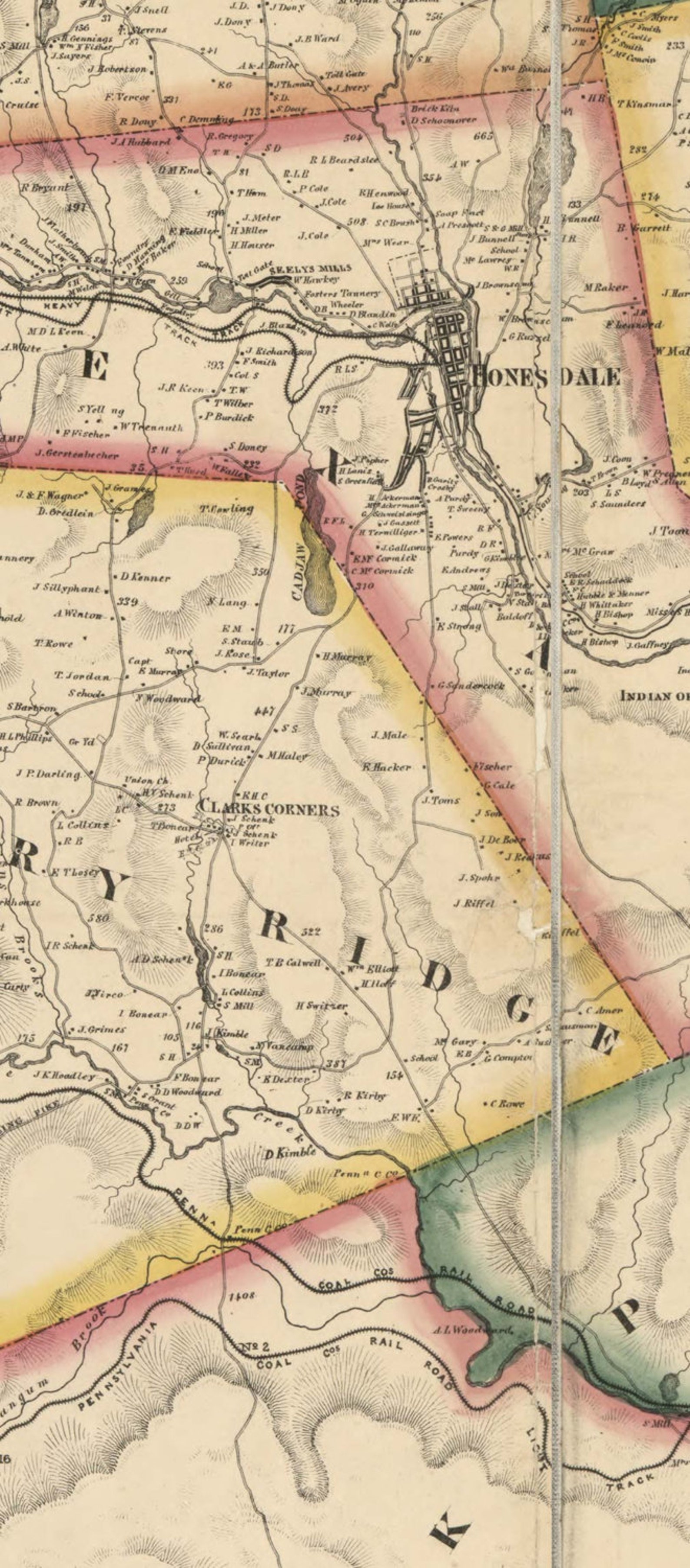 Wayne County Pennsylvania Ca. 1860 Wall Map With Homeowner - Etsy