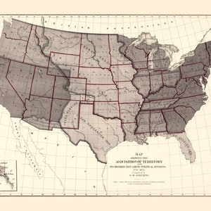 USA Territory Aquisition Map 1776-1874 Reprint 9th Census Atlas - Etsy
