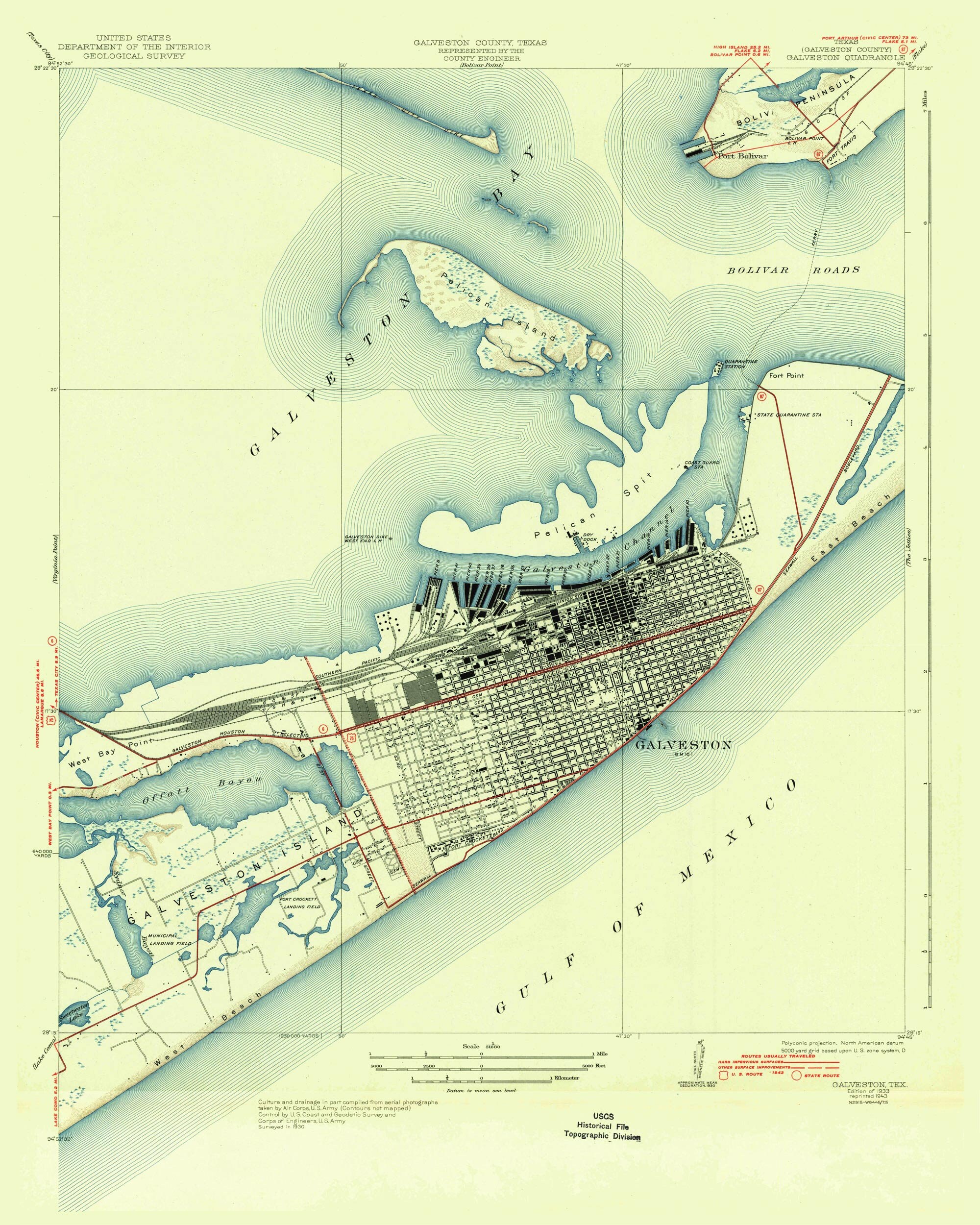 Galveston 1933 1943 Old Topo Map Pelican Island Pelican - Etsy Galveston 1933 1943 Old Topo Map Pelican Island Pelican - Etsy