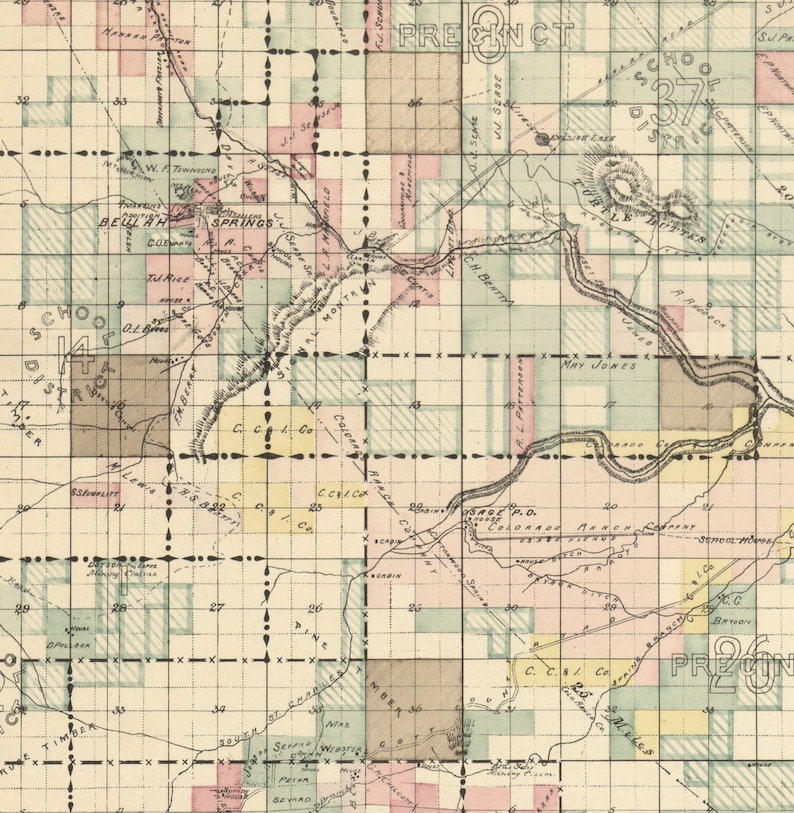 Pueblo County Colorado 1888 Old Wall Map Reprint With - Etsy