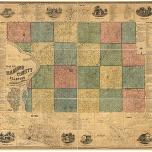 Madison County Illinois 1861 - Old Wall Map Reprint With Homeowner ...