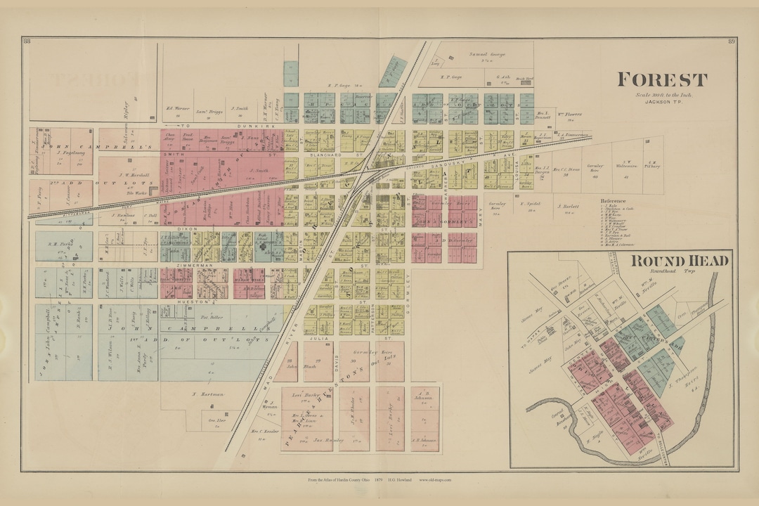 Forest 1879 - Old Town Map Reprint - Hardin County, Ohio - Homeowner ...