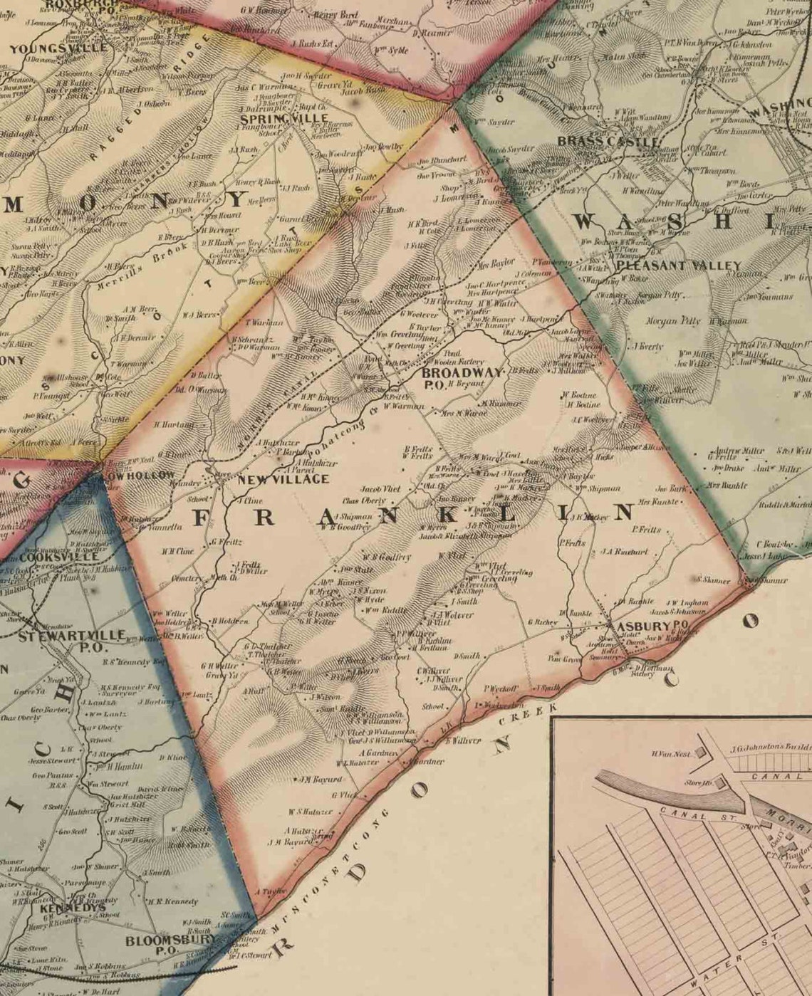 Warren County New Jersey 1860 Old Wall Map Reprint With | Etsy