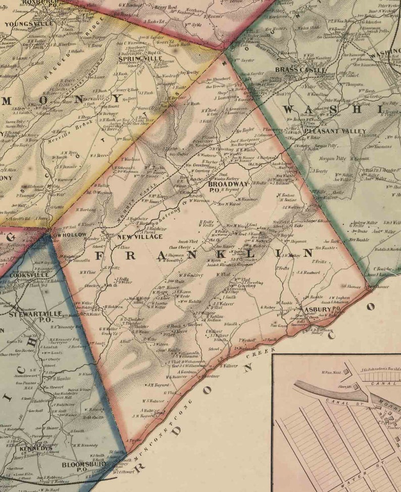 Warren County New Jersey 1860 Old Wall Map Reprint With - Etsy