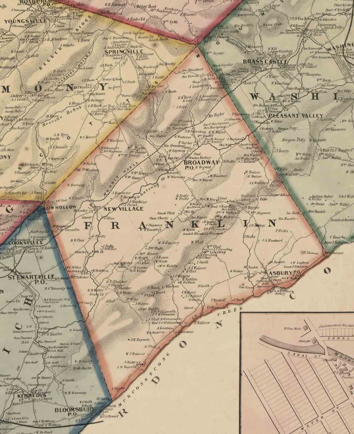 Warren County New Jersey 1860 Old Wall Map Reprint With | Etsy