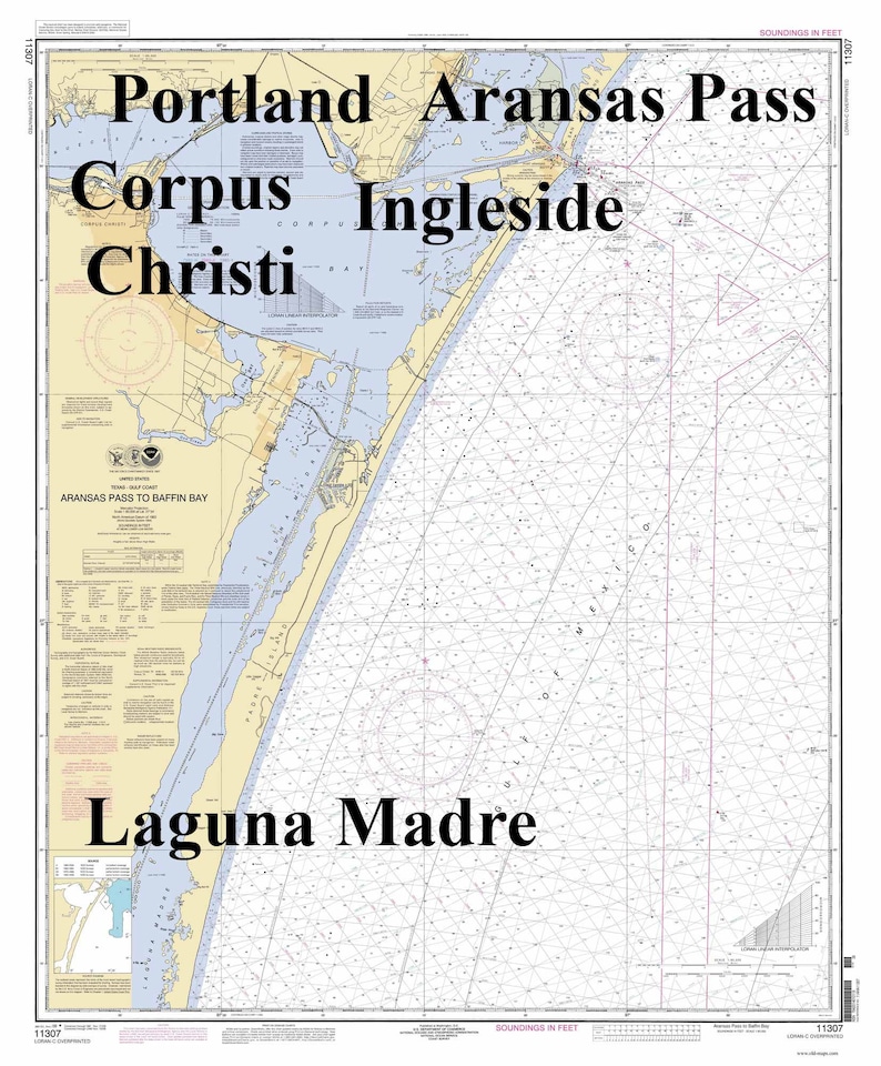 Aransas Pass to Baffin Bay 1928 Nautical Old Map Reprint | Etsy