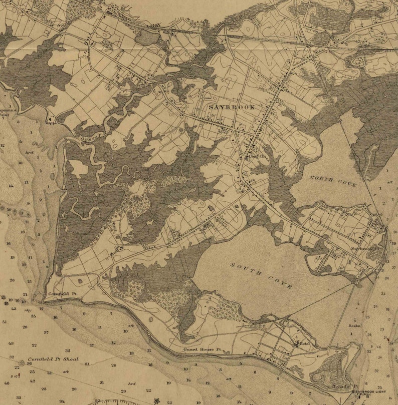 Entrance to Deep River Connecticut 1917 Nautical Map | Etsy