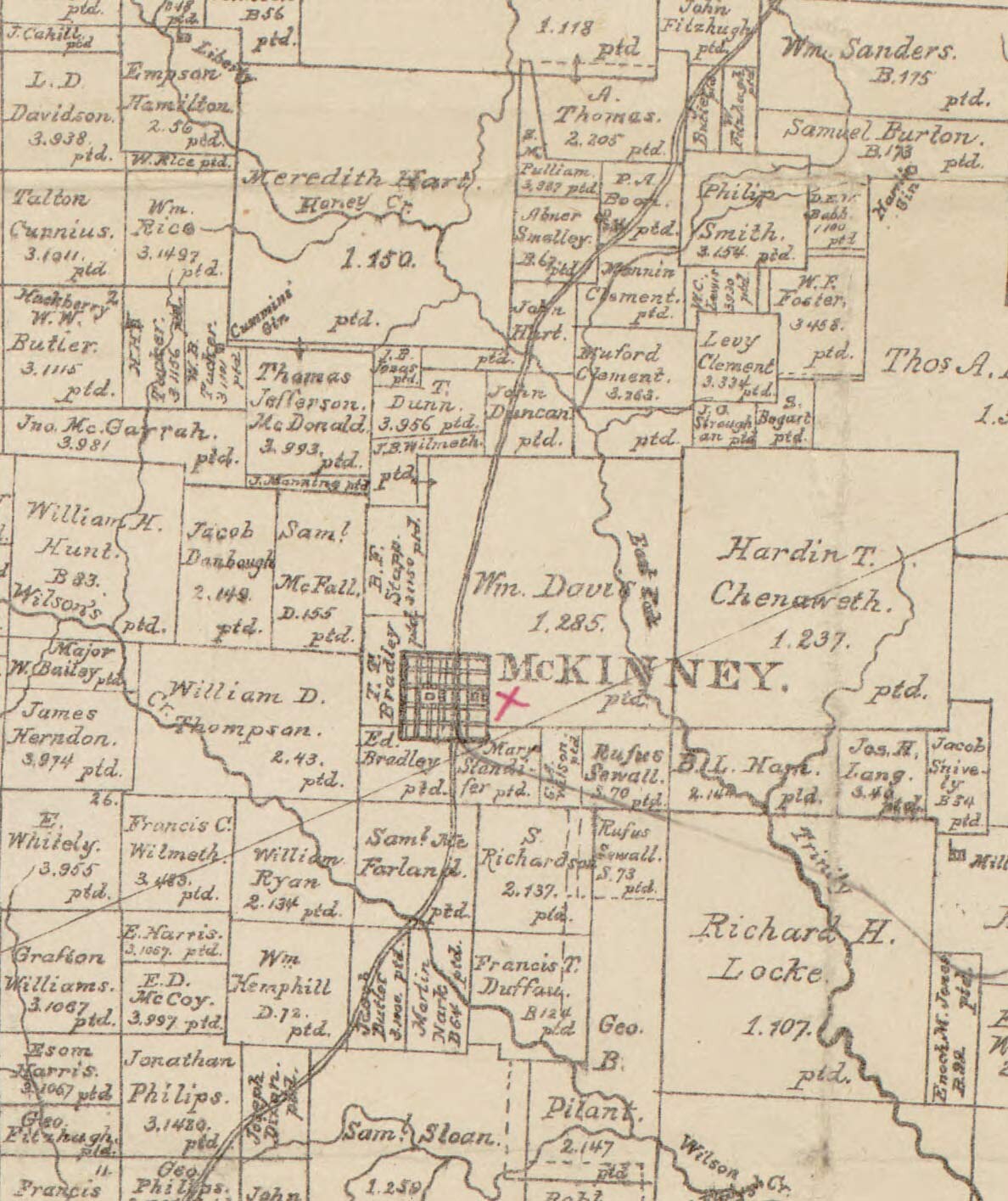 Collin County, Texas - 1881 - Old Wall Map Reprint With Land Owners ...