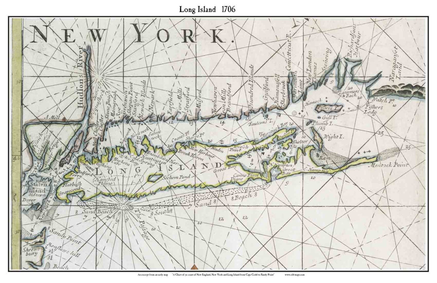 Long Island 1706 Map Author Unknown REPRINT LIP - Etsy