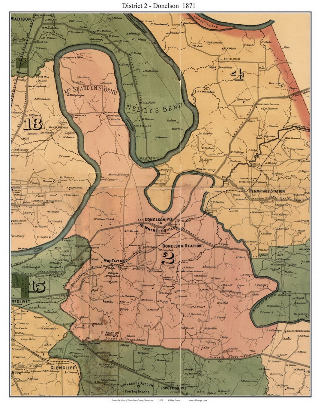 District 2 Donelson 1871 Old Town Map With Homeowner Names - Etsy