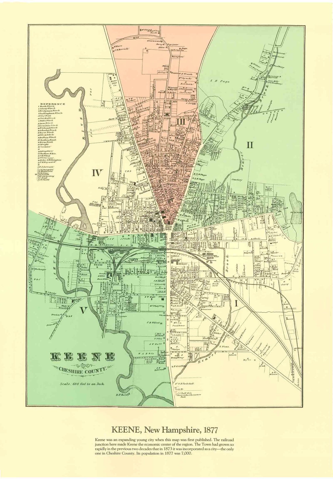 Keene NH 1877 Homeowner Names Old Map Commercial Reprint - Etsy