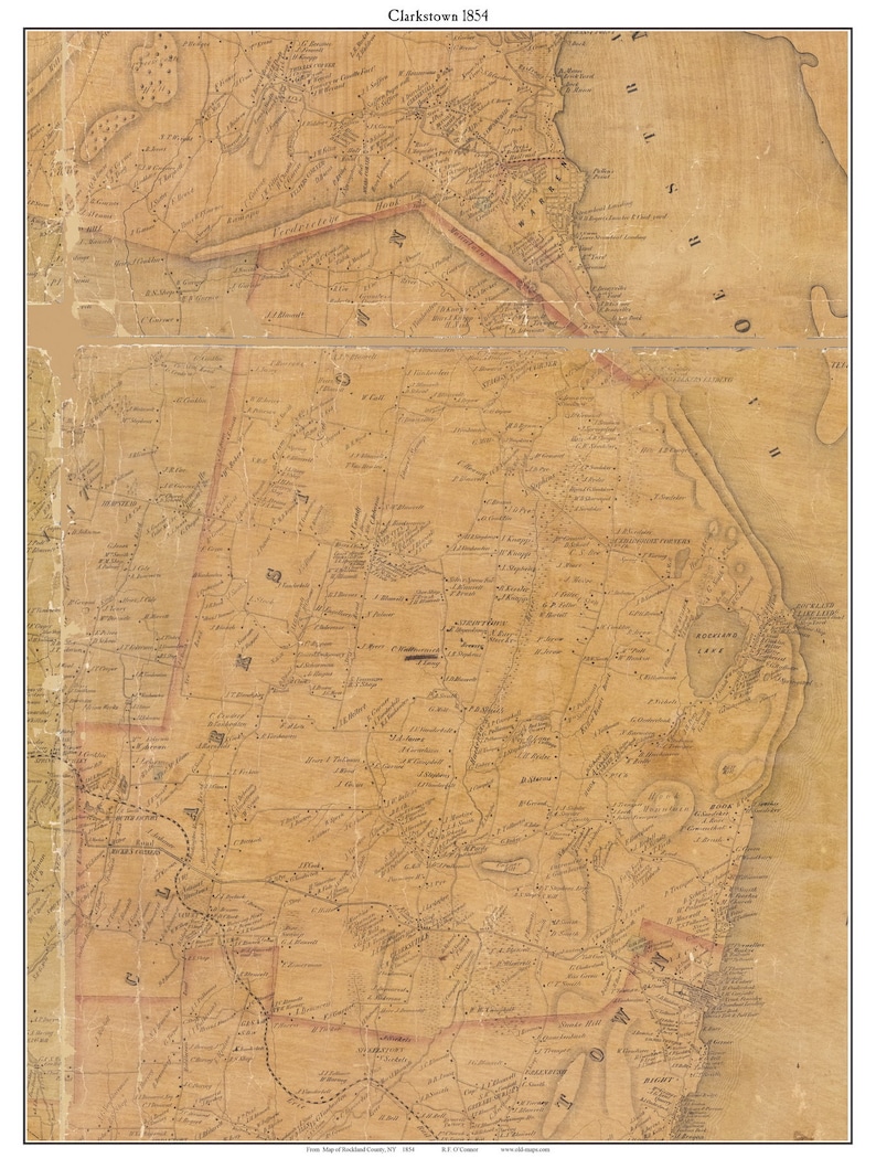 Clarkstown 1854 Old Map Homeowner Names New City Congers | Etsy