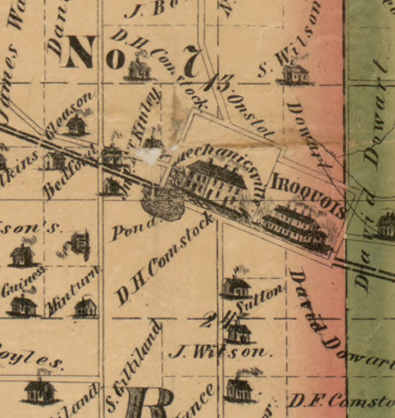 Cedar County Iowa 1863 Old Wall Map With Landowner Names Farm - Etsy