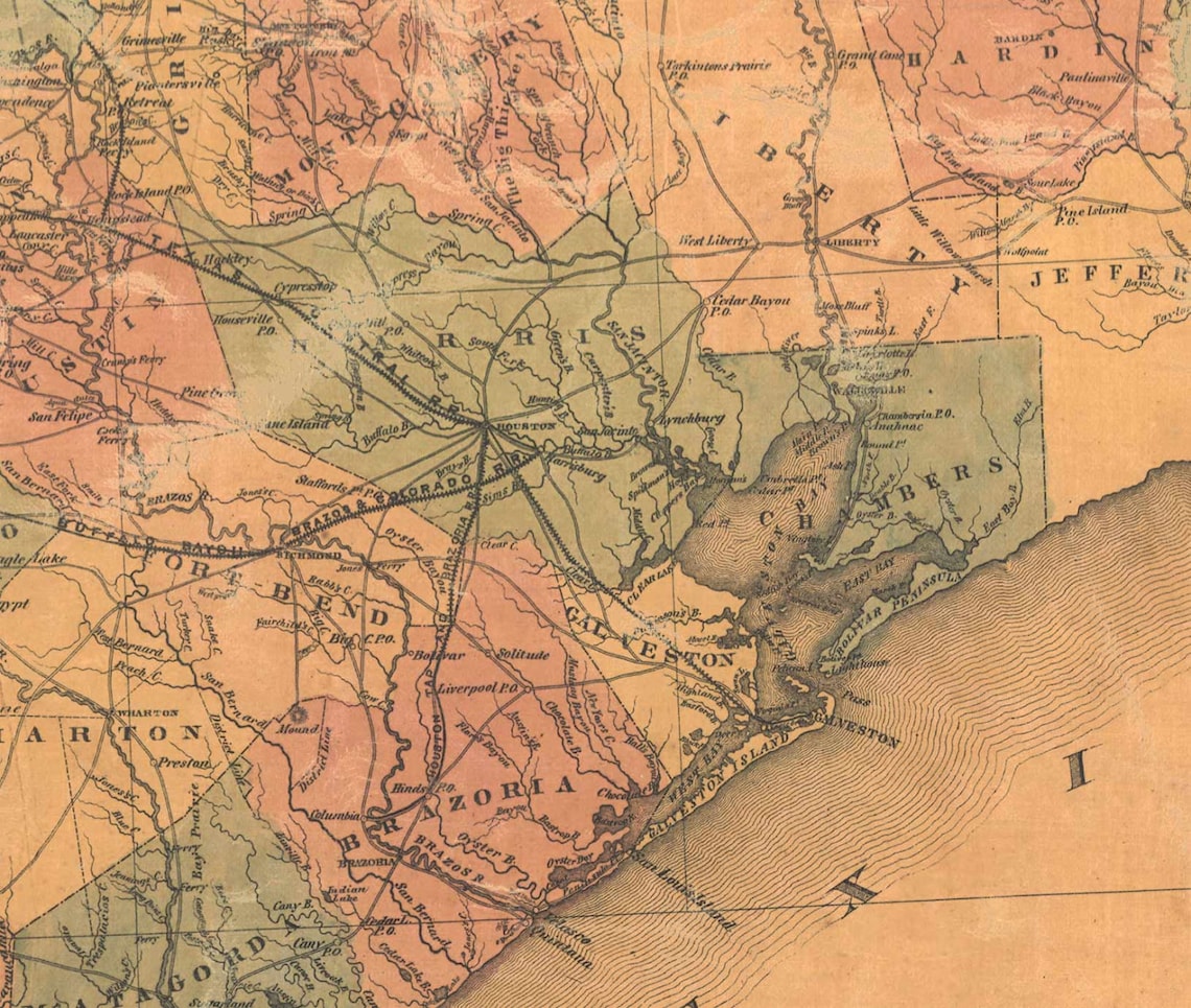 Texas 1862 State Map Pressler Railroads Reprint - Etsy