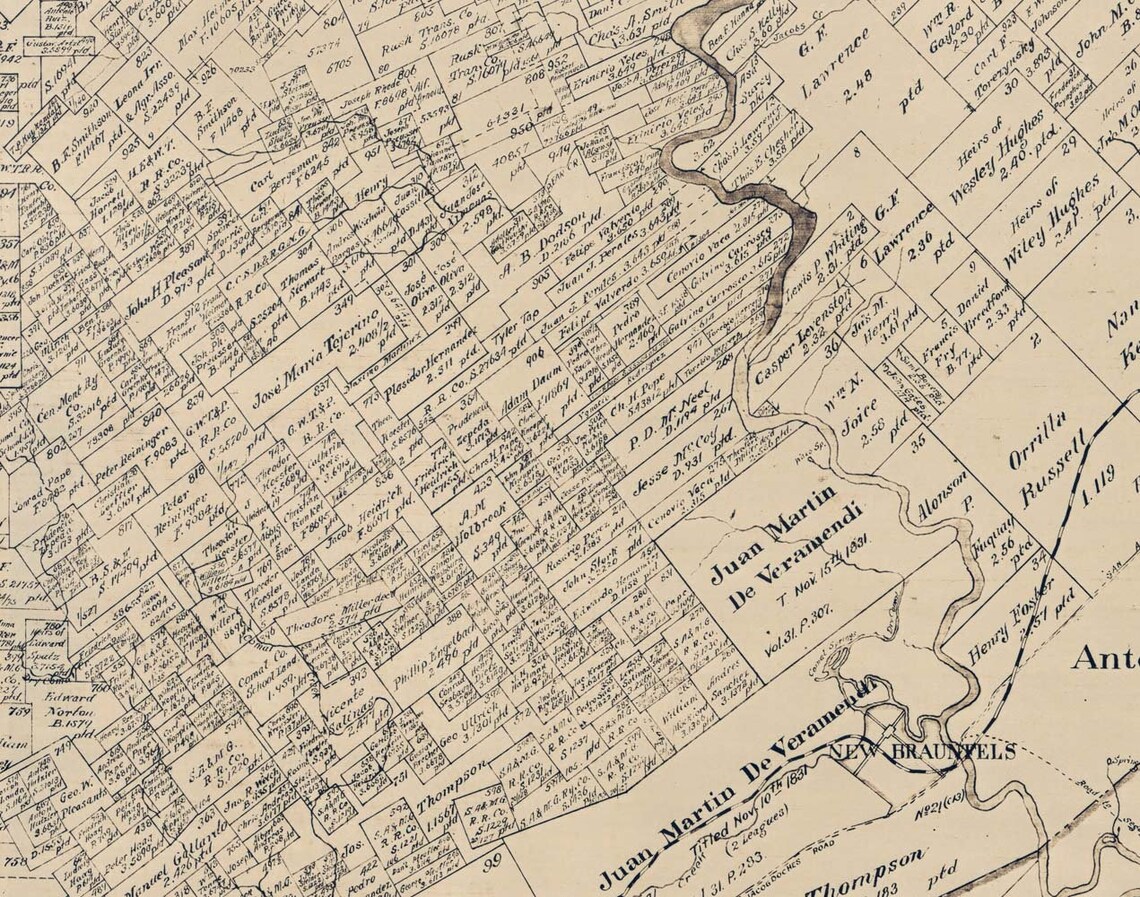 Comal County Texas 1897 Old Wall Map Reprint With Land - Etsy