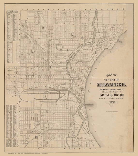 Milwaukee Wisconsin 1887 Old Map Reprint WI Cities - Etsy