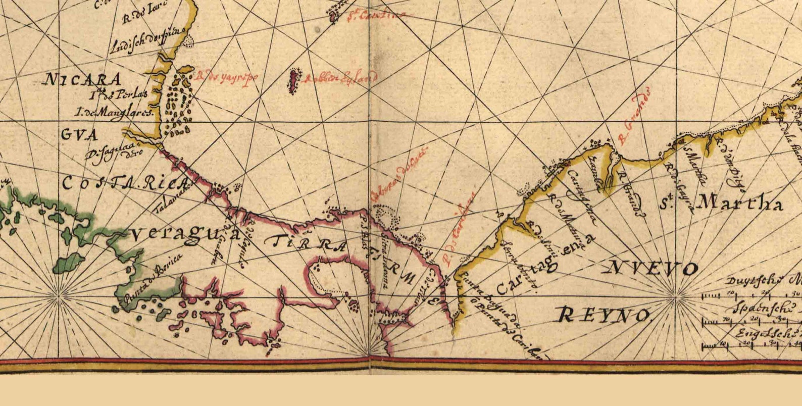 Caribbean 1639 Map by Vinckeboons Reprint Cuba Puerto | Etsy