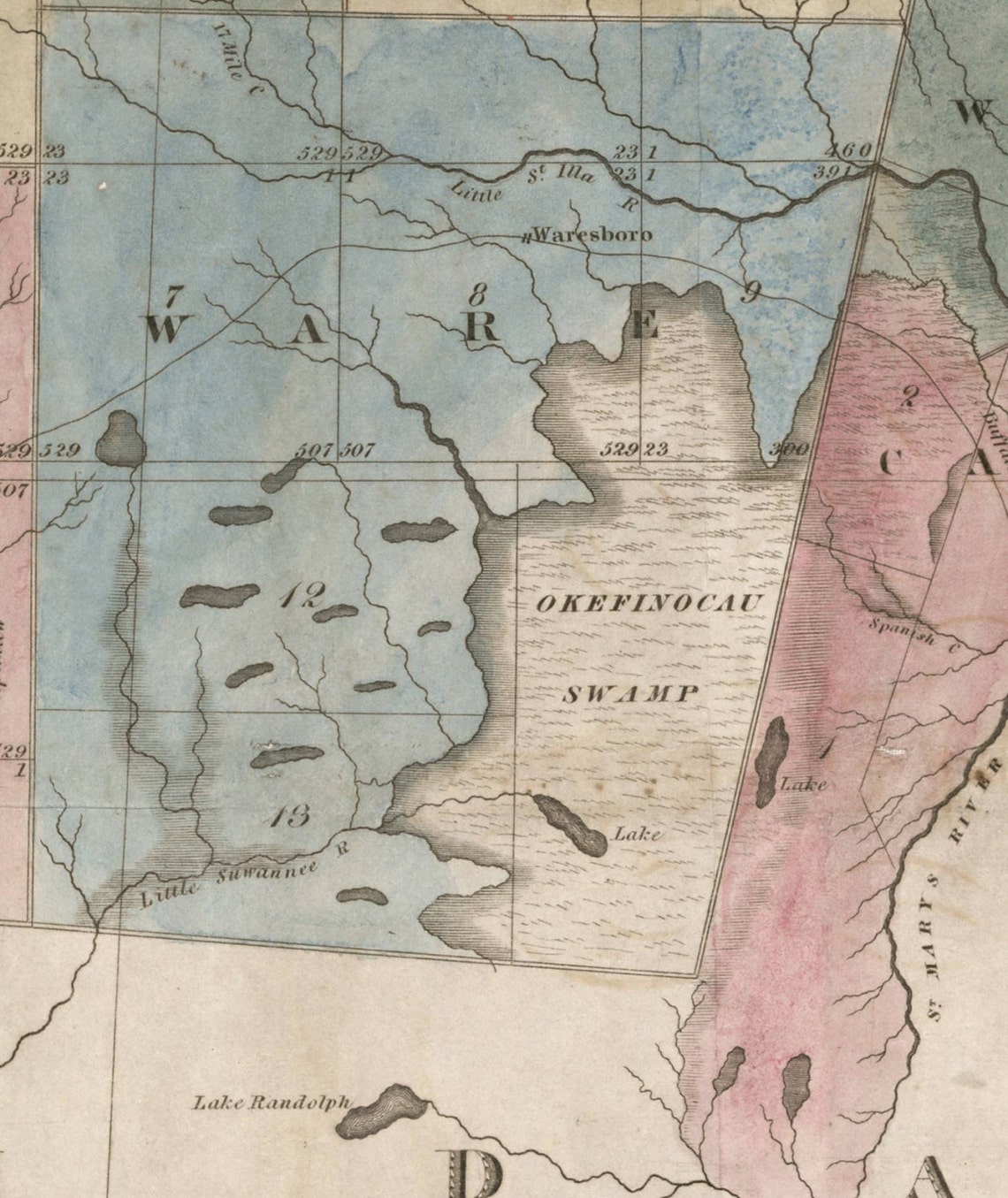 Georgia 1830 Old Map Wellborn State Reprint | Etsy