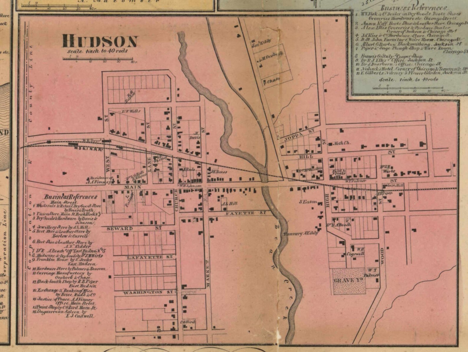 Lenawee County Michigan 1857 Wall Map Reprint With Homeowner - Etsy