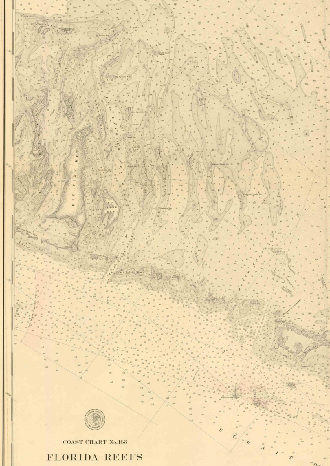 Long Key to Newfound Harbor Key - 1895 Nautical Map Reprint - Florida ...