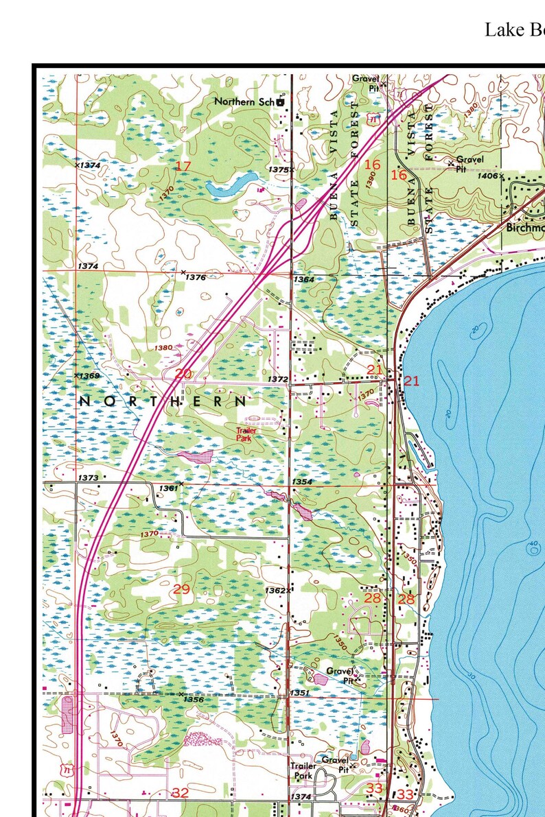 Lake Bemidji ca. 1972 USGS Old Topographic Map Custom | Etsy