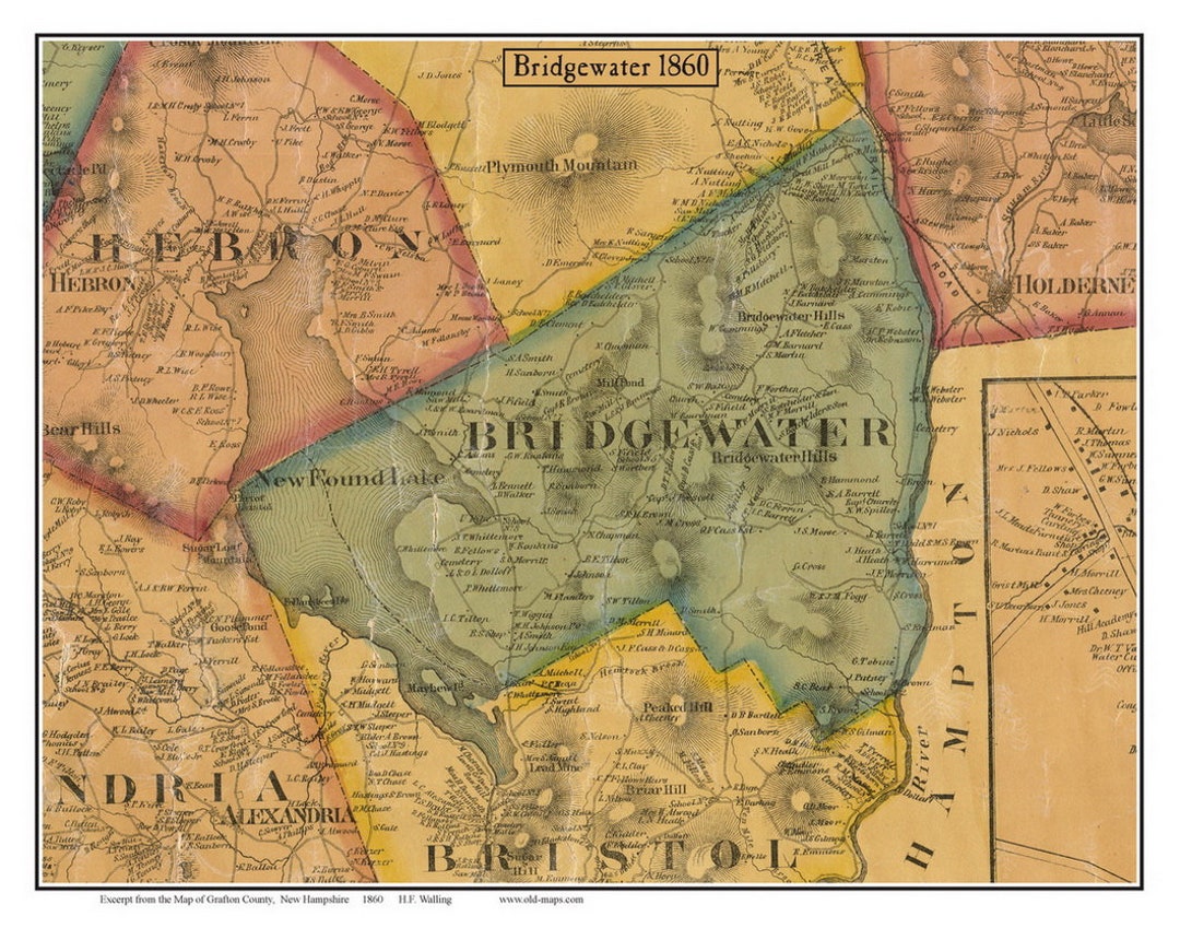 Bridgewater 1860 Old Town Map With Homeowner Names New - Etsy