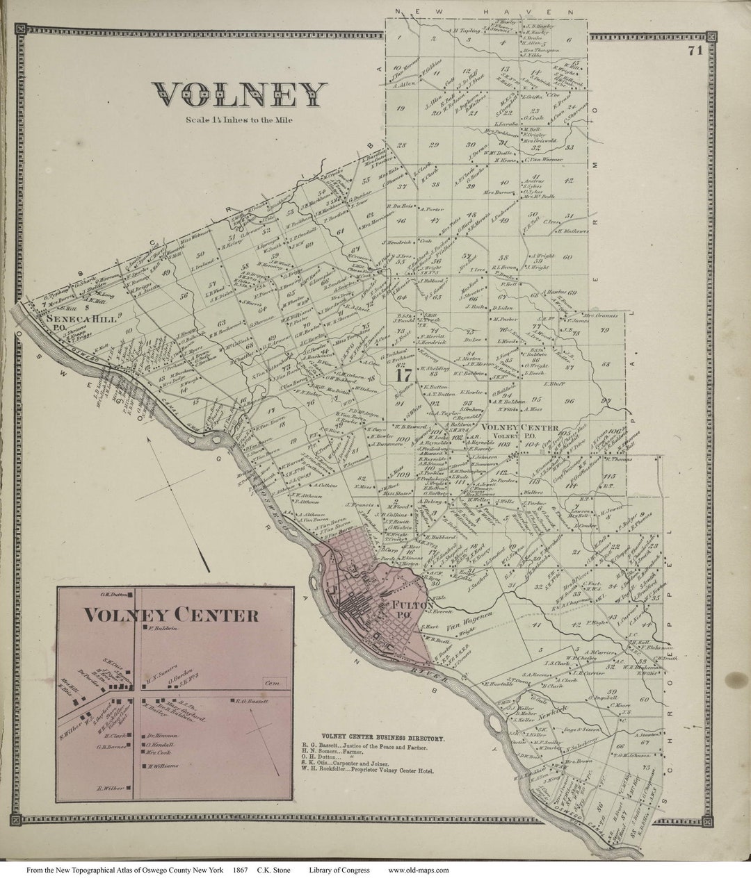 Volney 1867 - Oswego County - New York - Old Town Map Reprint ...