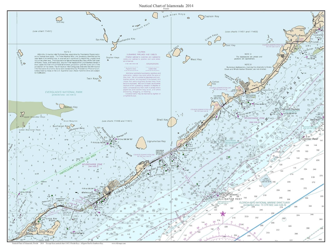 Islamorada 2014 Nautical Map Florida - Custom Print 80000 11452 ...