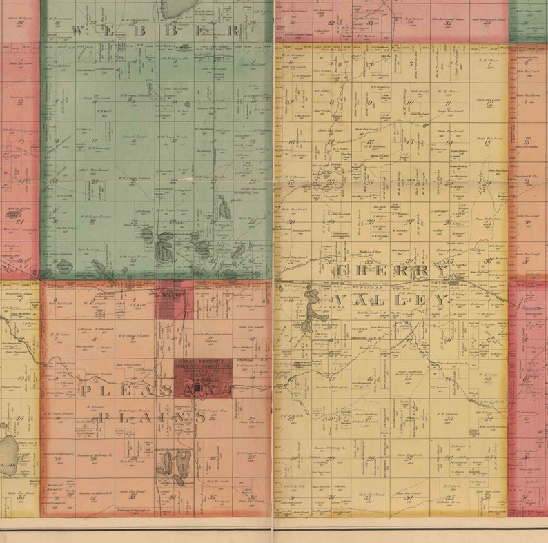 Lake County Michigan 1900 Wall Map Reprint With Landowner | Etsy