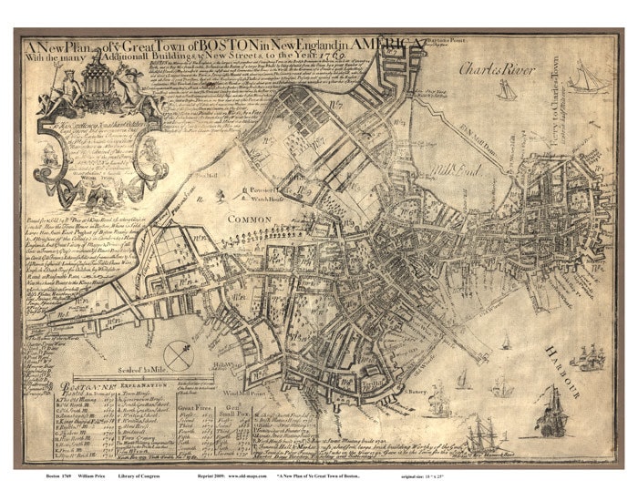 Boston 1769 Map by William Price Reprint - Etsy