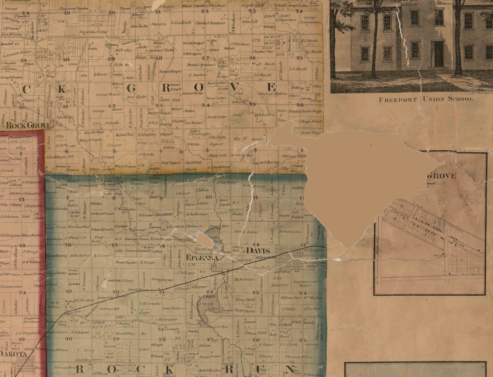 Stephenson County Illinois 1859 Old Wall Map Reprint With - Etsy