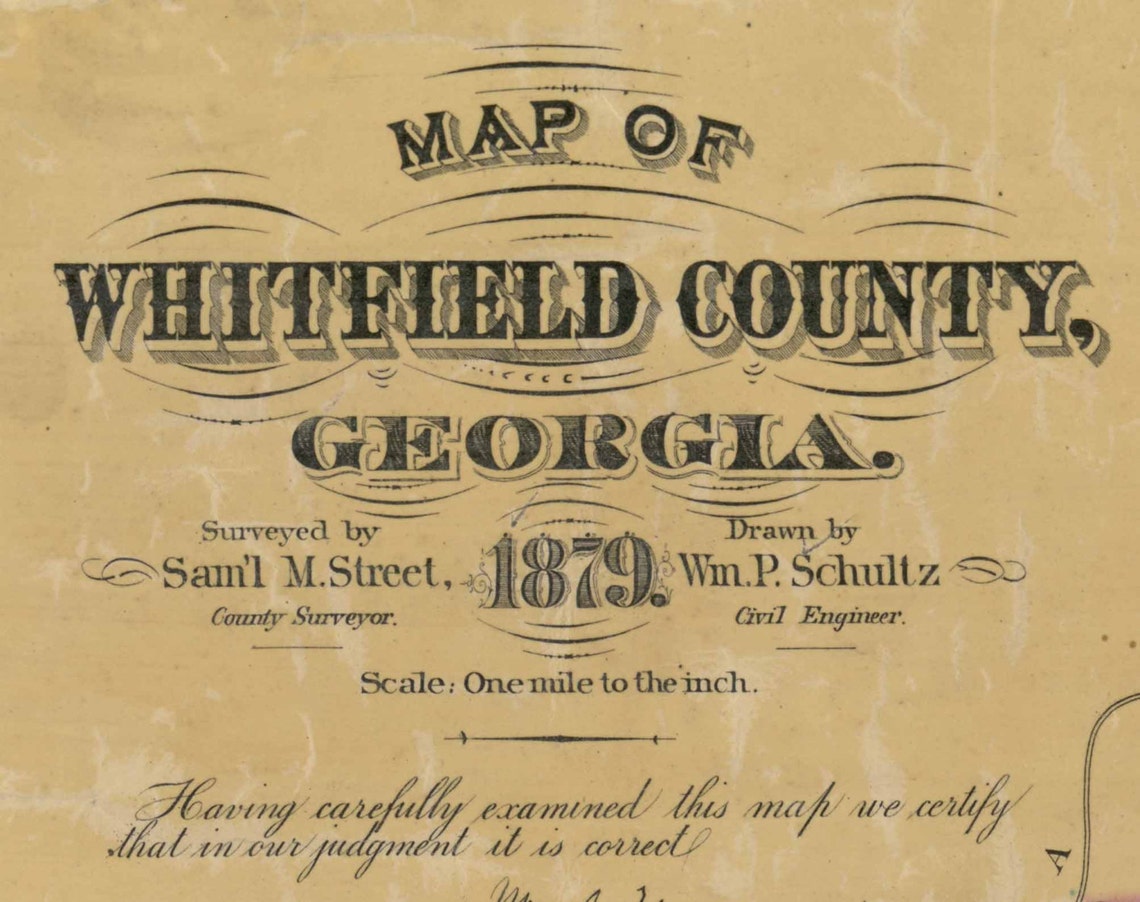 Whitfield County 1879 Old Map Georgia Old Wall Map With | Etsy