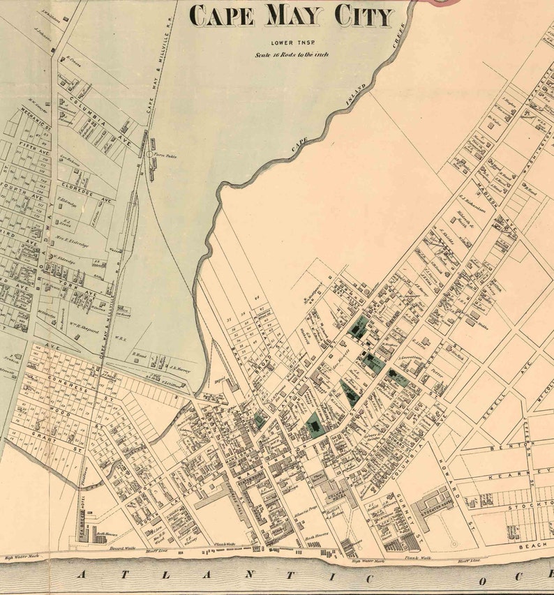 Cape May County New Jersey 1872 - Old Wall Map Reprint With Homeowner ...