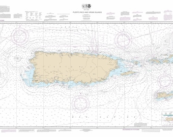 2013 Nautical Map of Puerto Rico and Virgin Islands - Etsy
