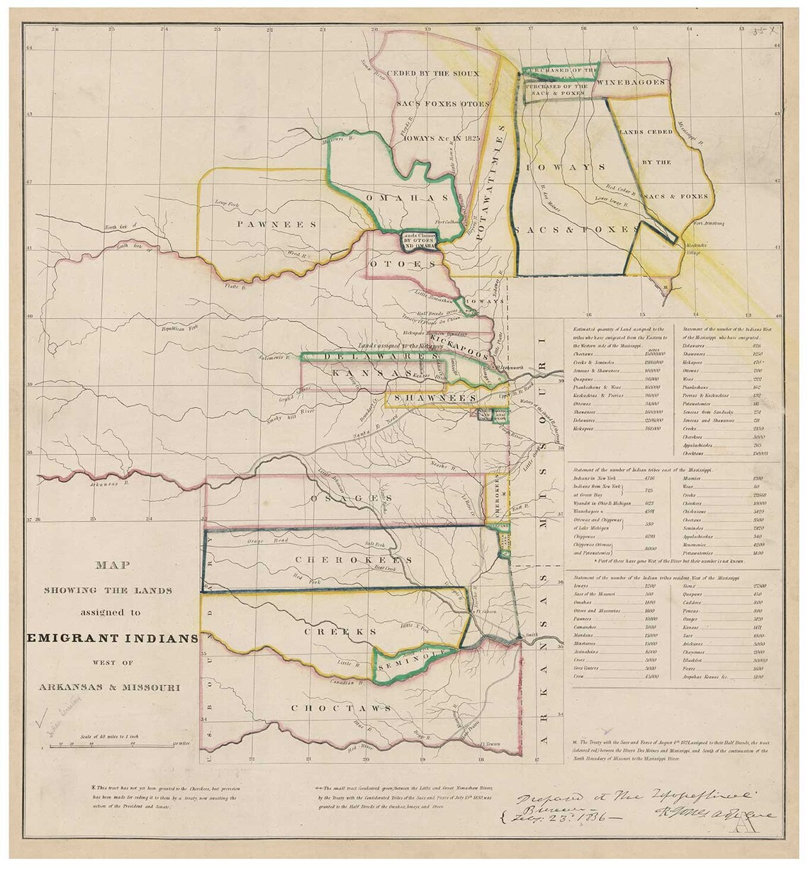 Indian Territory 1836 Old Map West of Arkansas and Missouri - Etsy