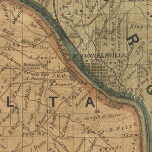Morgan County Ohio 1854 - Old Wall Map Reprint With Homeowner Names ...
