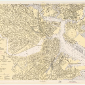 Boston Inner Harbor, MA - 1945 Nautical Map - Reprint Harbors 248 - Etsy