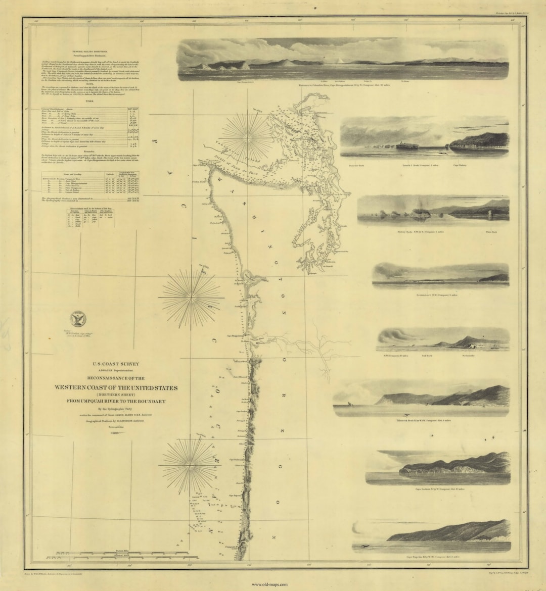 Oregon-washington 1863 Nautical Map - Reprint 603 (northern) Pacific ...