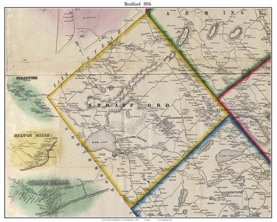 Strafford 1856 Old Town Map With Homeowner Names New Hampshire | Etsy